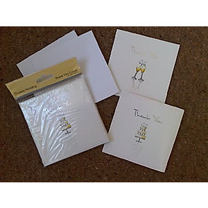 10 x Sparkly Luxury Wedding Thank You Cards Cake & Glasses Design