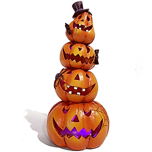 Hodao Halloween Pumpkin Decorations Indoor Halloween Decorations Clearance for Table/Halloween/Window/Present Box/Gift/Courtyard Corridor (Orange Stacked Pumpkins)