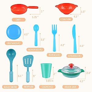 GrowthPic Pretend Play Kitchen Set for Kids, Kitchen Toys Tableware Dishes Playset with Drainer (27 Pcs)