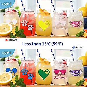 HTVRONT Color Changing Vinyl Permanent Adhesive Vinyl for Cricut,8 Pack Cold Permanent Vinyl Bundle 6 Colors-12" x 10" Vinyl Sheets +2 Transfer Tape Sheets Sensitive to Cold Vinyl for Stickers Decals Cups Water Bottles