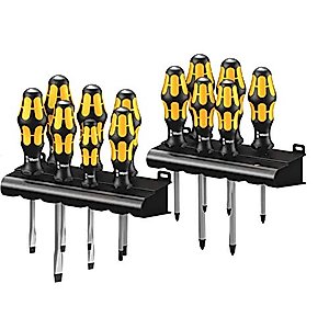 Wera 05133285001 Big Pack 900 Screwdriver Set Kraftform, Chiseldriver and Rack, 15 Pieces, Silver