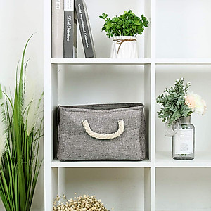 uxcell Fabric Storage Basket with Dual Handles, Collapsible Storage Bins for Toys Laundry Clothes Storage, Home Organizer for Bedroom Office Closet Gray Small