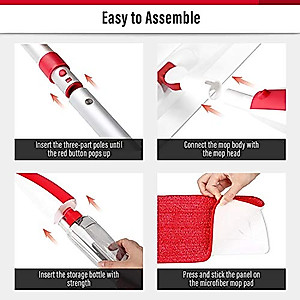 Mops for Floor Cleaning Wet Spray Mop with a Refillable Spray Bottle and 5 Washable Microfiber Pads Home or Commercial Use Dry Wet Flat Mop for Hardwood Laminate Wood Ceramic