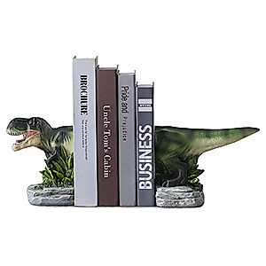 Banllis Dinosaur Bookends Decorative Book Ends to Hold Books Heavy Duty, Nonskid Book Stopper Resin Bookends for Shelves for Books Holder Home and Office Decor and idea Kids Gift