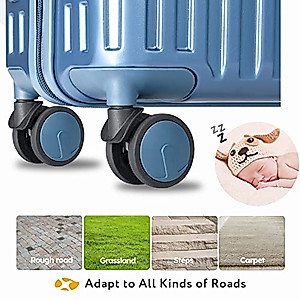 MGOB Luggage Sets Expandable PC Hard Shell Suitcase Durable Lightweight with TSA Lock and Spinner Wheels(3 Piece Luggage Set, Blue)