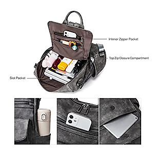 Shrrie Backpack Purse for Women Fashion Bookbag Purse Satchel Travel Leather Backpack Shoulder Bag with Wristlet