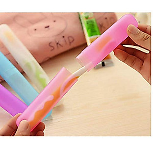 LASSUM 4 Pcs Colorful Plastic Toothbrush Case Portable Toothbrush Case Holder for Daily and Travel Use