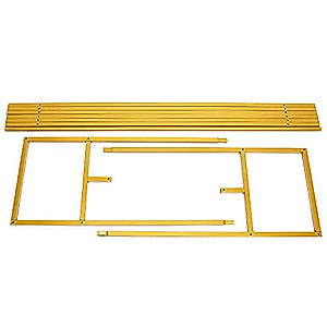 GDAE10 1.8m Height Gold Garment Rack with Three-tiers Wood Board Stand Iron Wedding Dress Bridal Garment Rack Dress Display Stand Floor Hanger Storage Rack for Home Wedding Clothing Store