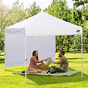 Eurmax USA Smart Durable Pop up Canopy Tent with 1 Sidewall 10'x10' Outdoor Craft Show Canopy Bouns 4X Stakes(White）