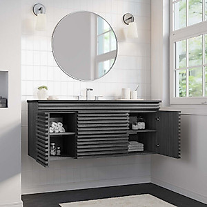 Modway Render 48" Wood Wall-Mount Bathroom Vanity - Charcoal/Black