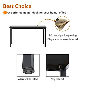 Need 63 Inch Large Computer Desk - Modern Simple Style Home Office Gaming Desk, Basic Writing Table for Study Student, Black Metal Frame, Black