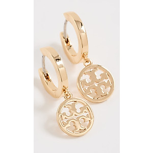 Tory Burch Women's Miller Huggie Hoop Earrings, Tory Gold, One Size