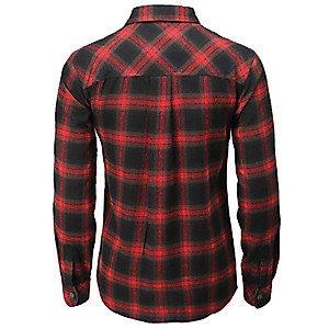 H2H Mens Casual Slim Fit Check Patterned Shirts Long Sleeve REDBLACK US S/ASIA M (CMTSTL144)