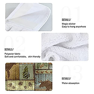 Giwawa Cabins Moose Hand Towel 2pcs Absorbent Lodge Bear Retro Hanging Towels Soft Woodland Cabin Dish Towels Fast Drying Nature Wildlife Deer Hanging Tie Towel for Kitchen Bathroom Home Decor 12x17in