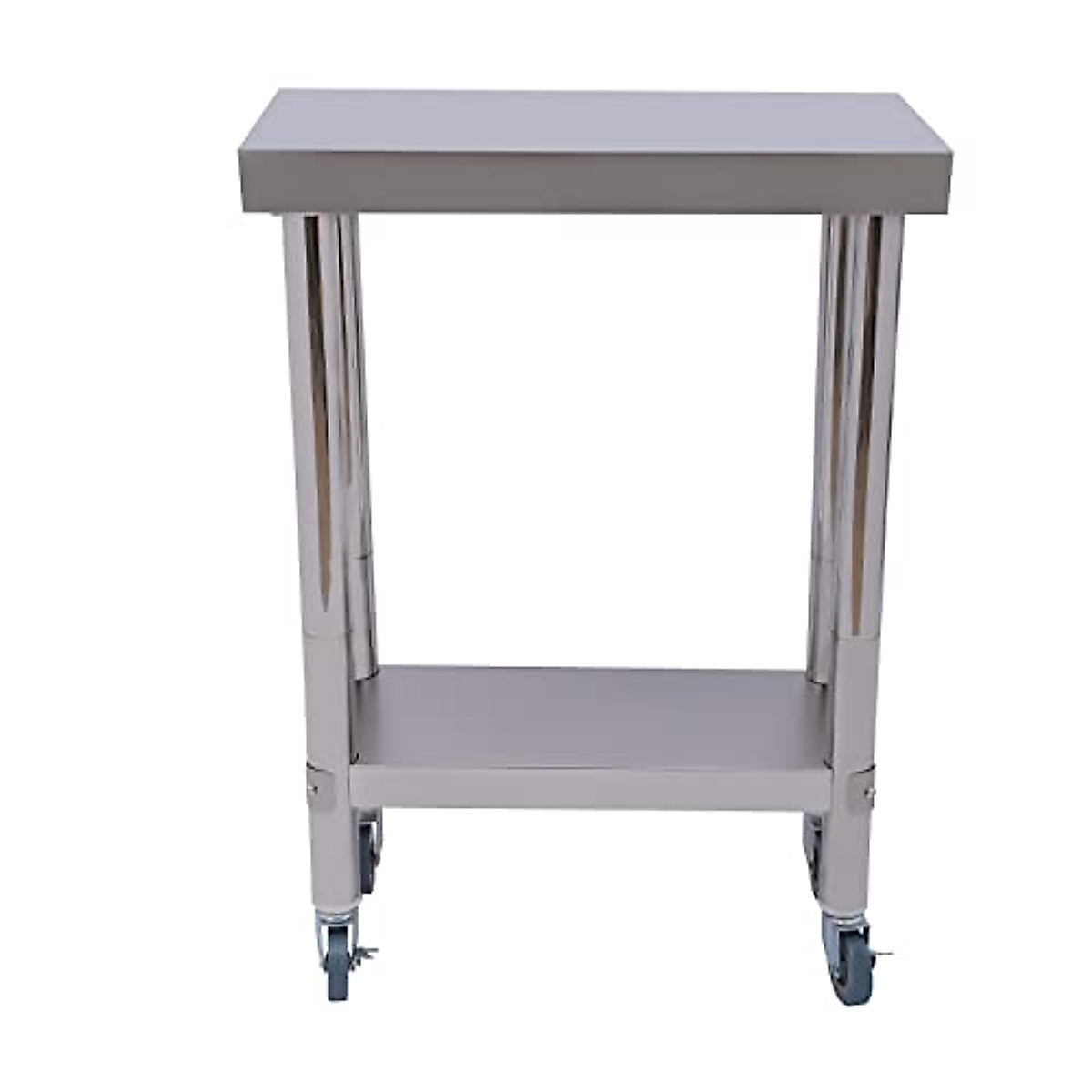 Commercial Stainless Steel Work Table, 30/45cm Kitchen Equipment Food Prep Table with Undershelf+Wheels Shelf Prep Table (60 * 45 * 85cm)