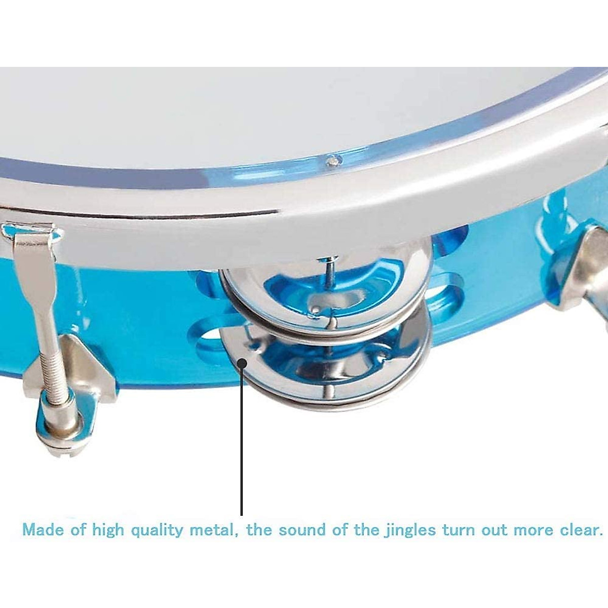 Vilihkc Tambourine Adjustable Tone Hand Drum Double Row Metal Jingles Hand Bell Performance Level Handheld Percussion