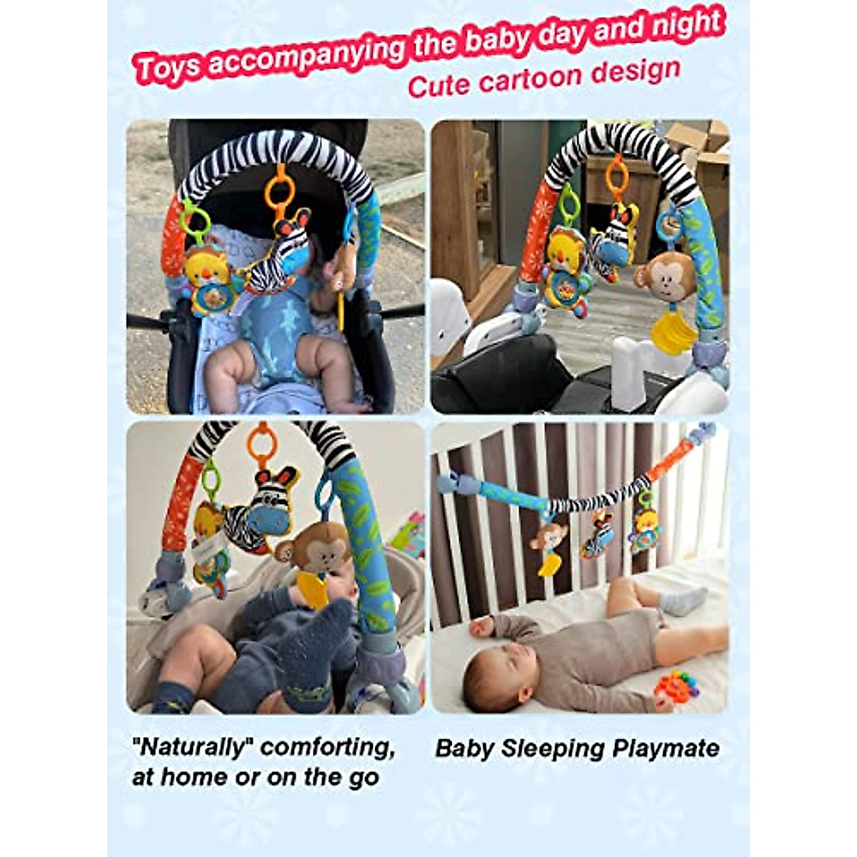 Pau1Hami1ton Baby Stroller Arch Toys, Car Seat Toys,Bouncer Toy Bar/Mobile for Bassinet,Adjustable Baby Hanging Toys Fit for Crib Bed,Stroller,Car Seat, Feeding Chair.S-19(Zebra)