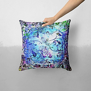 iiRov Black & Bright Color Floral Pastel - Custom Decorative Home Decor Indoor or Outdoor Throw Pillow Cover Plus Cushion Set for Sofa, Bed or Couch (Pillow CASE Cover Plus Cushion)