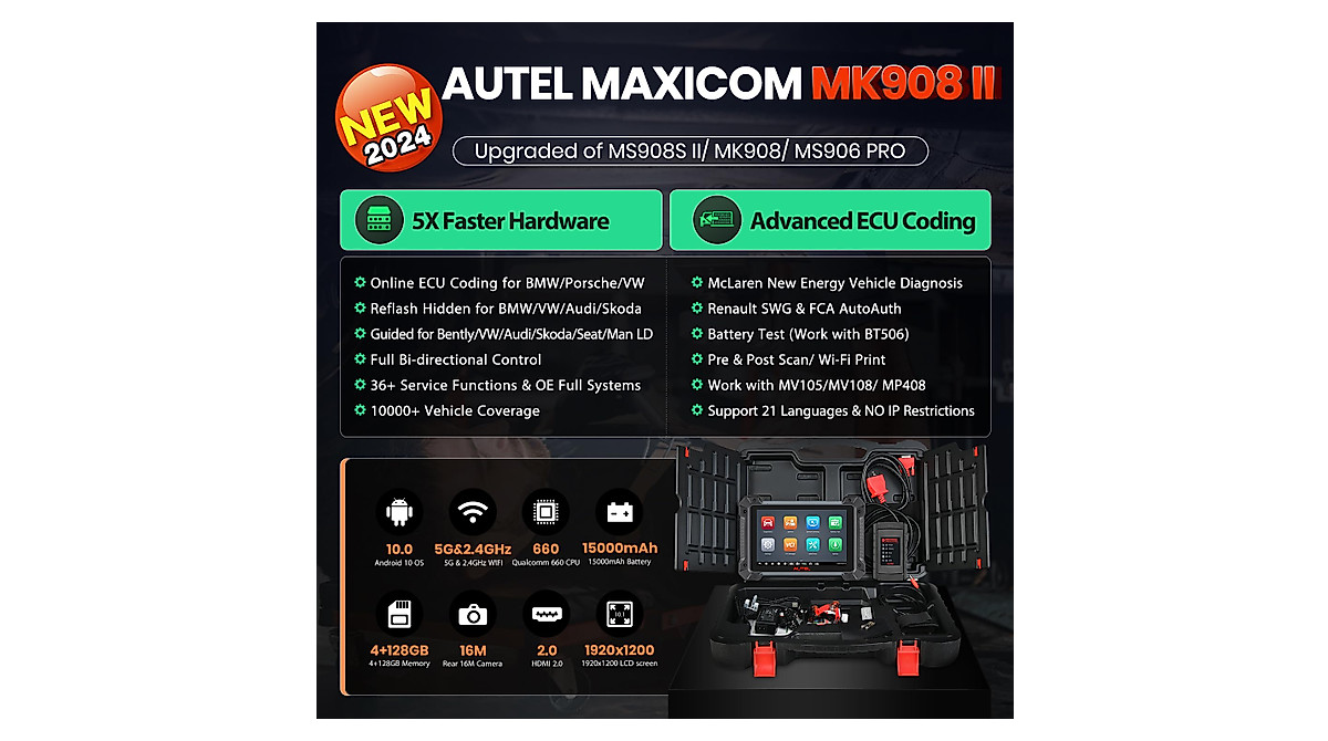 Autel MaxiCOM MK908 II Scanner: Diagnostics & ECU Coding