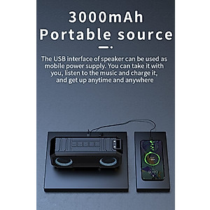 E-SHIDAI portable speaker, Bluetooth dual speaker music player That can play in water, ultra strong sound quality, RGB light and shadow speaker, battery life of 12 hours (Black)