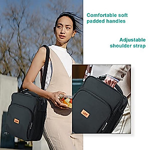 YANGYANG Insulated Lunch Bag, Reusable Freezable Lunch Box for Men Women, Leakproof Cooler Small Lunch Bag with Adjustable Shoulder Strap for Adults Black