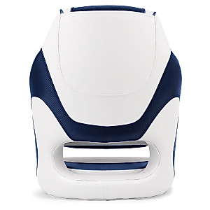 Leader Accessories Two Tone Captains Bucket Seat Boat Seat Premium Sports Flip Up Boat Seat(White/Blue,Blue Piping)