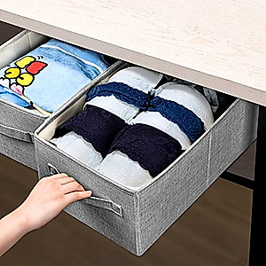 KINGSUSLAY Collapsible Fabric Storage Basket, Storage Bins and Baskets for Organizing, Perfect for Easter Gift Stuffers, Clothes, Nursery, Toys,Closet Bins(Grey-3PCS, 16.15x10x6.5Inch)