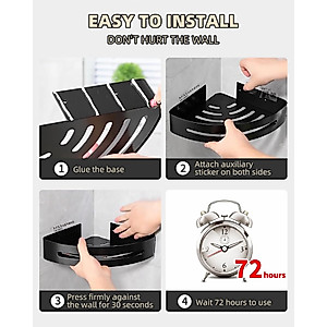 YWHWXB Shower Corner Shelf No Drilling,Bathroom Shower Corner Organizer Shelf, Wall Mounted Adhesive Storage Caddy for Bathroom, Kitchen (Grey-2pcs)