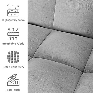 Assile 78" W Futon Couch Sofa with Heavy Duty Foundation and Thicken Wood Leg - Easy Assembly and Stylish Sofa Bed for Living Room and Bedroom in Light Grey