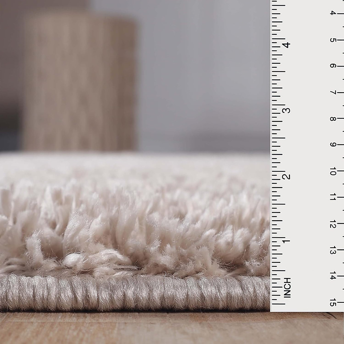 Superior Indoor Large Shag Area Rug with Cotton Backing, Ultra Plush and Soft, Fuzzy Rugs for Living Room, Bedroom, Office, Playroom, Kids, Home Floor Decor, Berlin Collection, 5' X 8', Beige