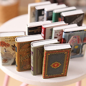 X Hot Popcorn Miniatures Dollhouse Books, 1:12 Scale Mini Books Library Bookshelf Fillers Mini House Accessories Wooden Mini Books Model Decoration for Doll House Decor 25PCS