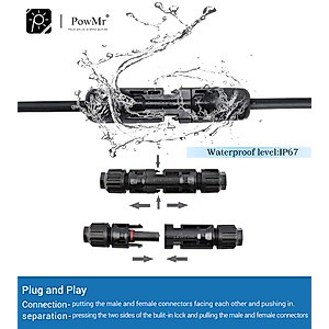 PowMr 100PCS Solar connectors -IP67 Male/Female Solar Connectors(50 Pairs Solar connectors)