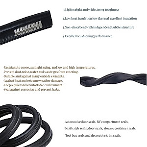 Ssamall Rubber U Channel Bulb Trim Seal,Garage Door Seals Bottom Rubber, Automotive Weather Stripping 0.59"×0.9" Fits Range 3/64"to 3/8" Edge for Car Bus Camper Boat RV Truck Doors (42 Feet)