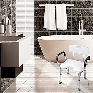 Shower Bath Chair Tool-Free Assembly Spa Bathtub Shower Lift Chair, Portable Bath Seat, Adjustable Shower Bench, White Bathtub Lift Chair with Arms… (2) (1 Shower Chairs)