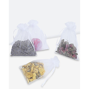 Kslong 100PCS Small Mesh Bags Drawstring 3x4,Sheer Organza Bags Drawstring for Jewelry, Mesh Party Wedding Favor Bags for Small Business,Candy,Bracelet Packaging,Empty Sachet Bags (White)