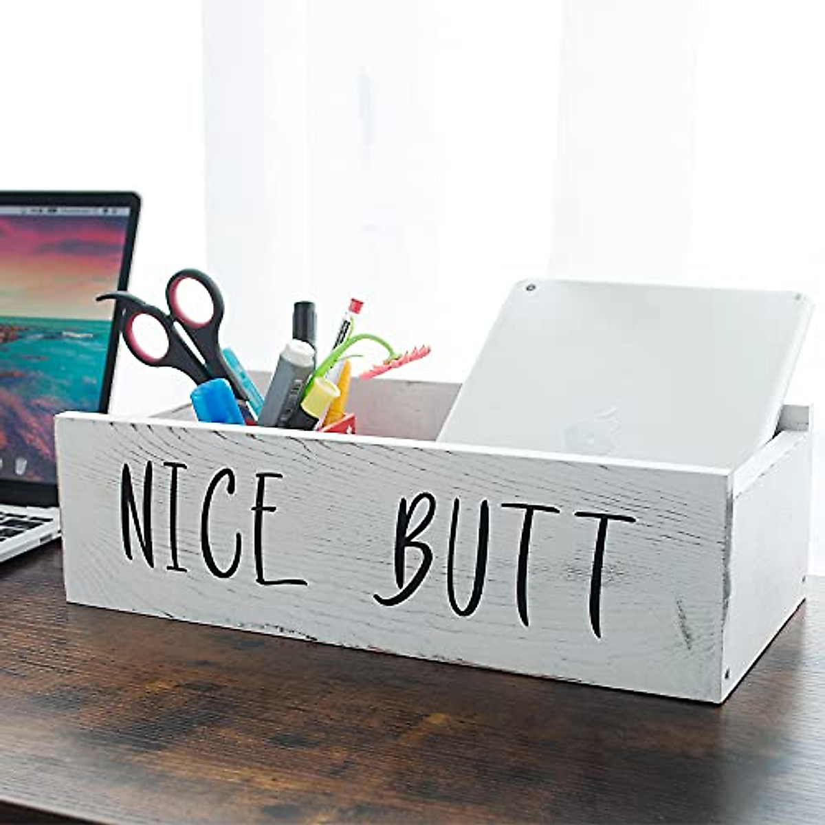 Coral Flower Nice Butt Bathroom Decor Box - Toilet Paper Holder,15 inches, White