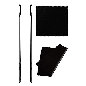 SAVITA 4pcs Flute Cleaning Kit, 2pcs Flute Cleaning Rod and 2pcs Flute Cleaning Cloth Flute Cleaning Swabs Flute Cleaning Supplies for Flute Cleaning and Polishing (Black)