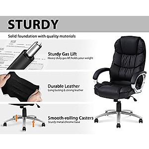 Big and Tall Office Chair High Back Executive Office Chair Comfortable Thickening Padded Cushion Leather Chair All Day Comfort Wide Seat Ergonomic Computer Desk Chair with Armrest