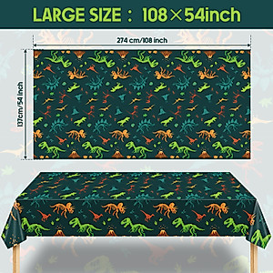 Tudomro 3 Pieces Dinosaur Plastic Party Tablecloth Dinosaur Birthday Table Cover Decorations Disposable Dinosaur Table Cover for Kids Boy Birthday Classroom Party Supplies, 54 x 108 Inch