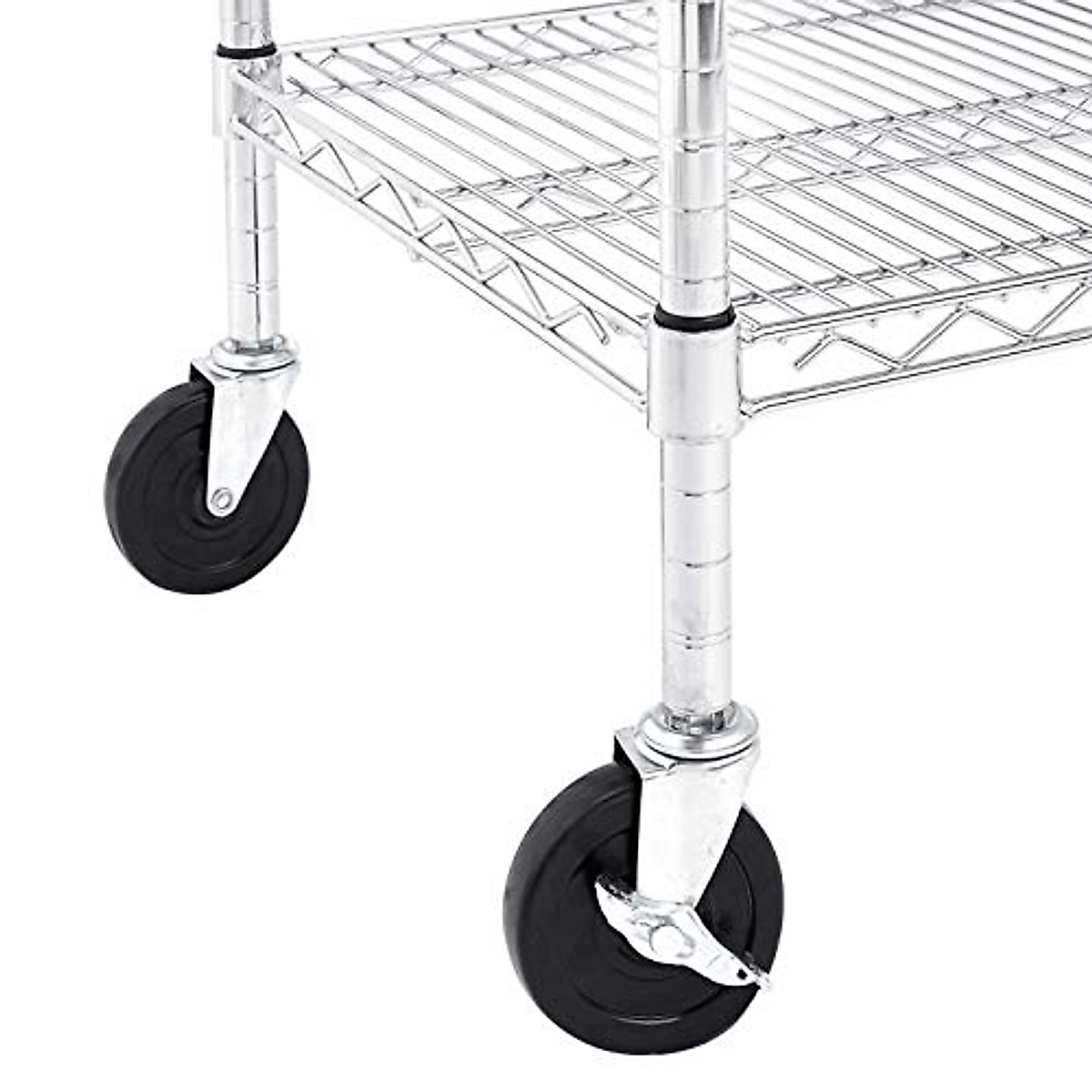AmazonCommercial Heavy-Duty 6-Tier Steel Wire Shelving with Optional Wheels, NSF Certified, Chrome, 18" D x 48" W x 75" H (76'' H with wheels)