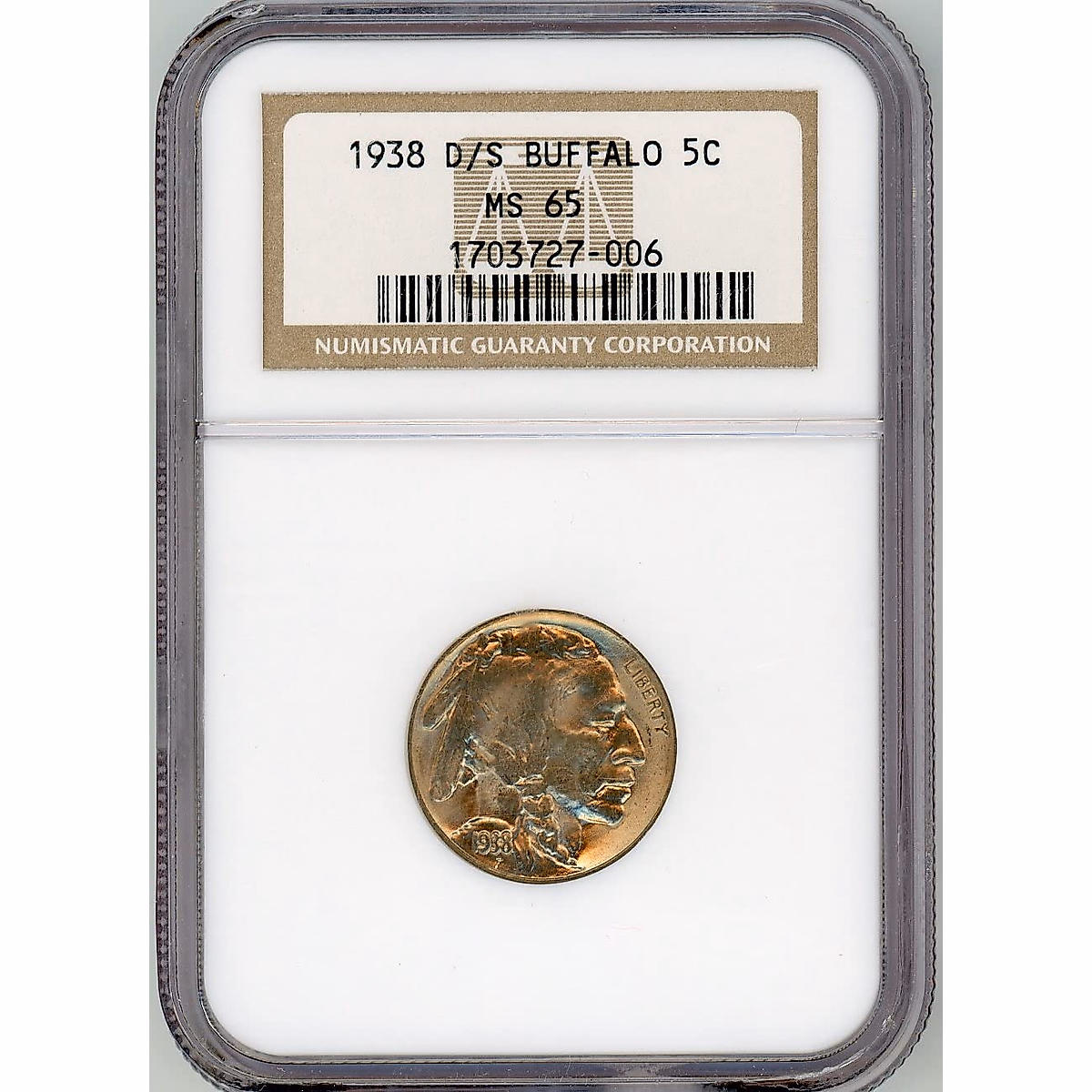 1938 D/S Error Buffalo Nickel MS-65 NGC