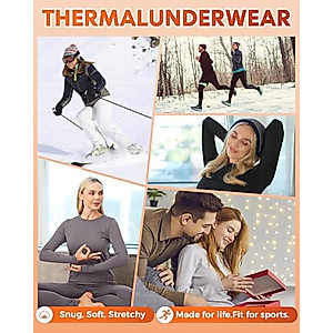 CL convallaira Women Thermal Underwear Base Layer Long Johns with Fleece Lined Set Winter Warm Top Bottom, Crewneck, X Large, Black