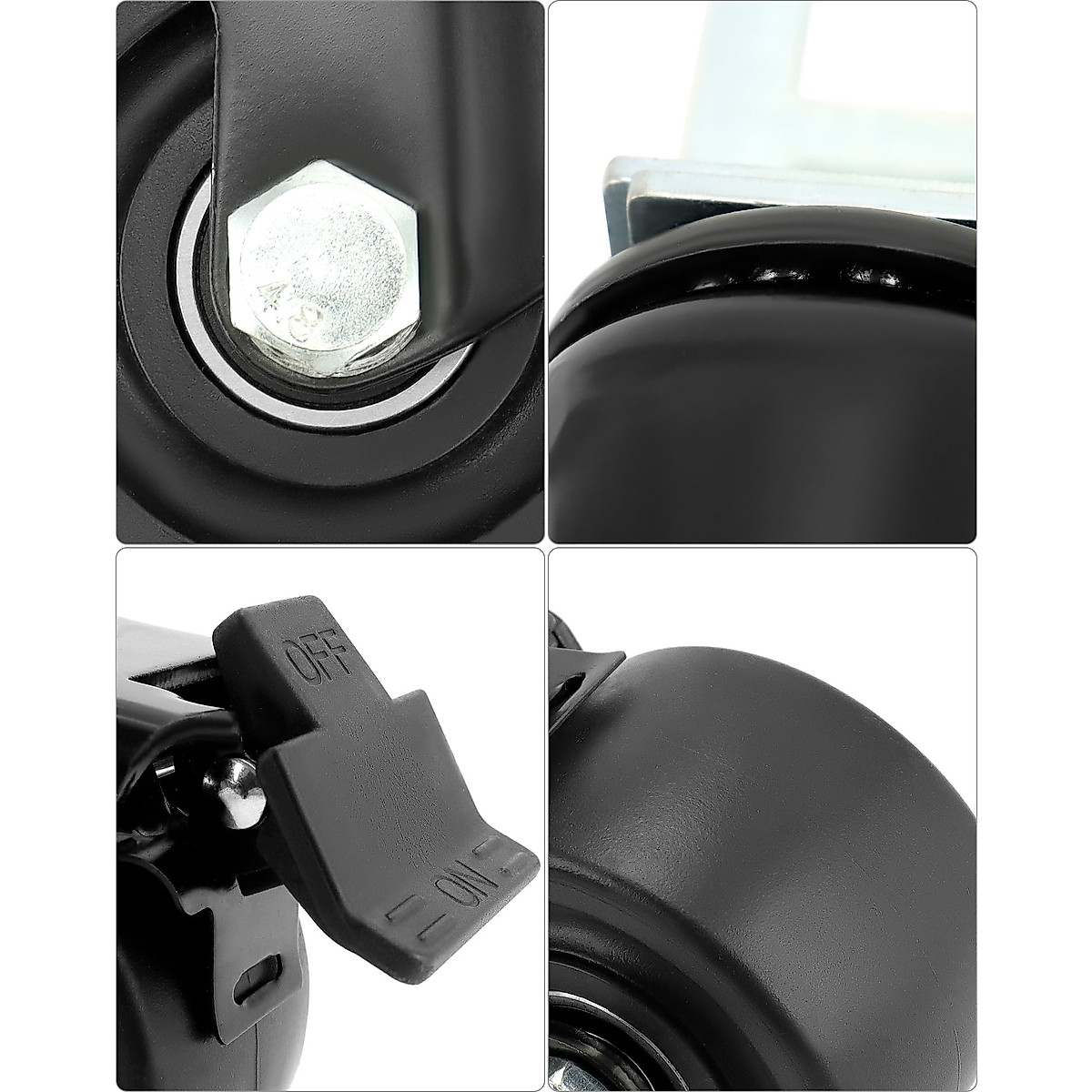 QWORK Storage Rack Caster Wheels, 4 Pack 3" Heavy Duty 1500 lb. Max Total Capacity Storage Shelf Accessories, Fit for Boltless Self Locking Shelving Racks