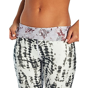 Marika Women's Standard Astrid Ultra High Rise Reversible Ankle Legging, Lavender Blue Paint/White Distress Snake, Small