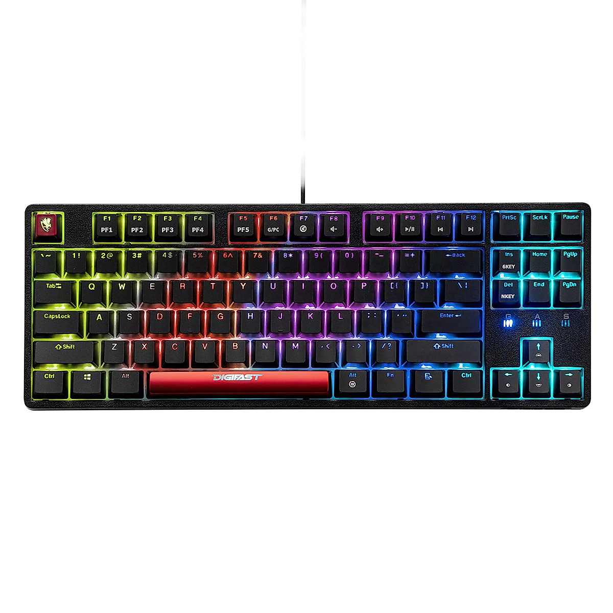 Digifast CS-21 Mechanical Gaming Keyboard - RGB Backlit Gaming Keyboard - Tenkeyless TKL Gaming Chronus Series Keyboard with Cherry MX Switches (Red Axis)