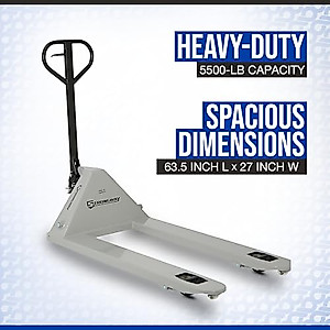 Strongway Pallet Jack Fork Pallet Truck - 63.5in L x 27in W (5500LB Capacity)