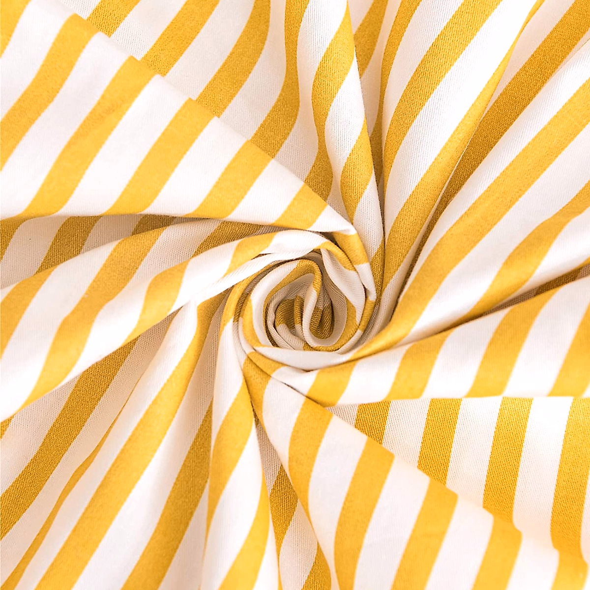 JELLYMONI 100% Cotton Striped Standard Pillowcases Set, 2 Pack White and Golden Yellow Stripes Pillow Covers with Envelope Closure(Pillows are not Included)