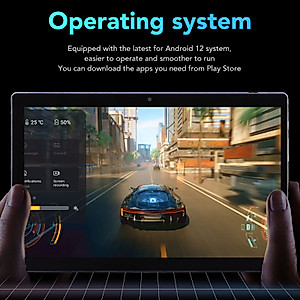 ICRPSTU 10. 1 Inch Tablet, 2 in 1 Tablet PC Fast Charging Support 8GB 256GB Blue 2.4G 5G WiFi for Learning for Android 12 (US Plug)