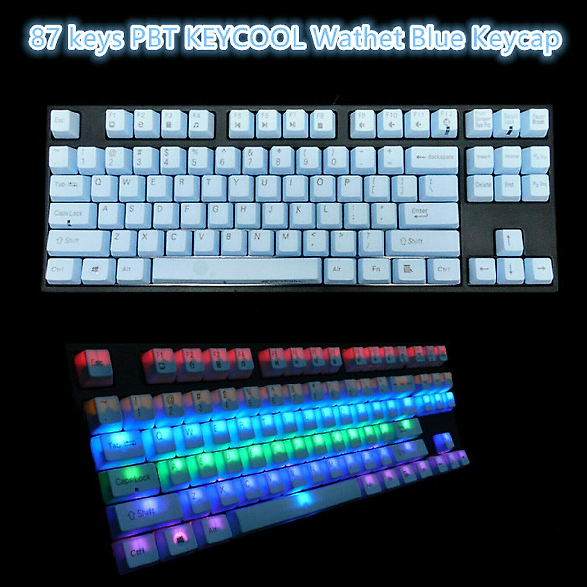 87 Keys Keycool PBT Doubleshot Keycap ANSI OEM Key Cap for Cherry MX Gaming Mechanical Keyboard