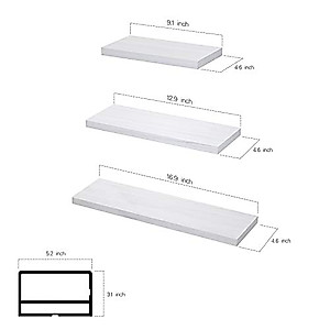 Minggoo Floating Shelves Wall Mounted Set of 3 (White)